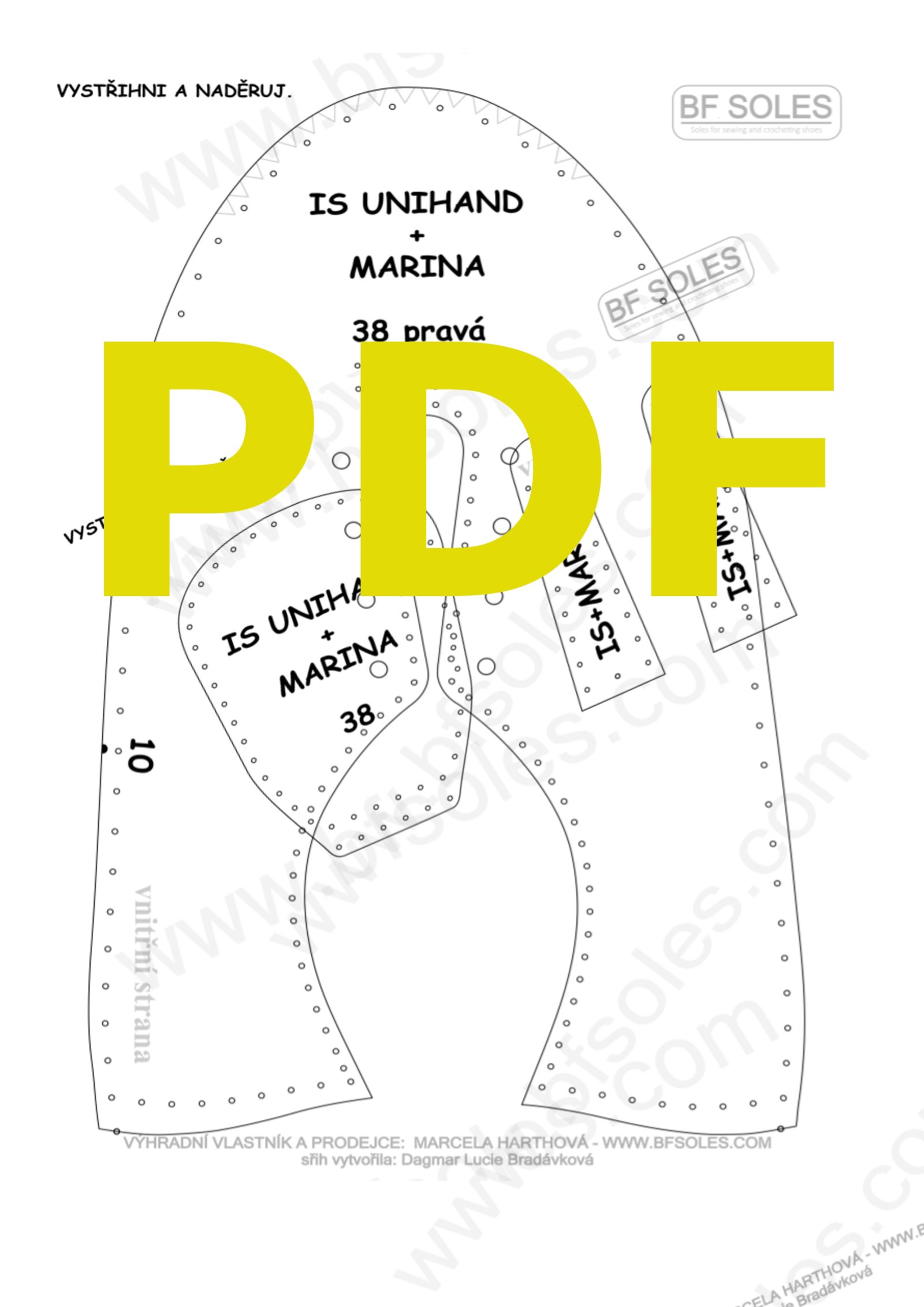 Standard Marina - pattern Unihand A4 PDF formát - BF Soles